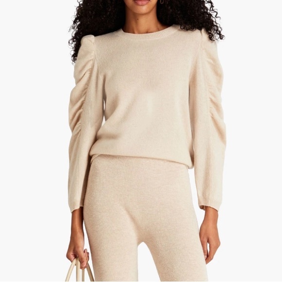 Frame Denim | Sweaters | Frame Shirred Sleeve Cashmere Sweater Beige ...